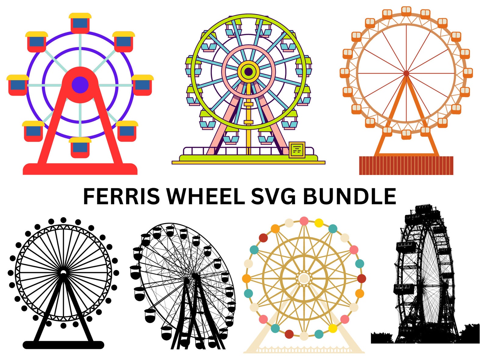 Ferris Wheel SVG Bundle, Ferris Wheel Clipart, Ferris Wheel Png, Ferris ...