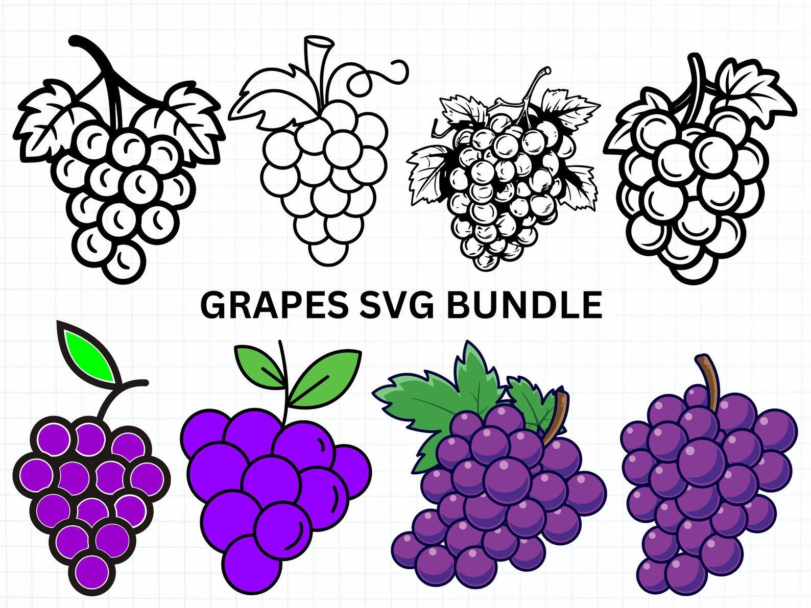 Grape SVG, Wine Svg Bundle, Fruit SVG, Grape Cricut, Grape Vector ...