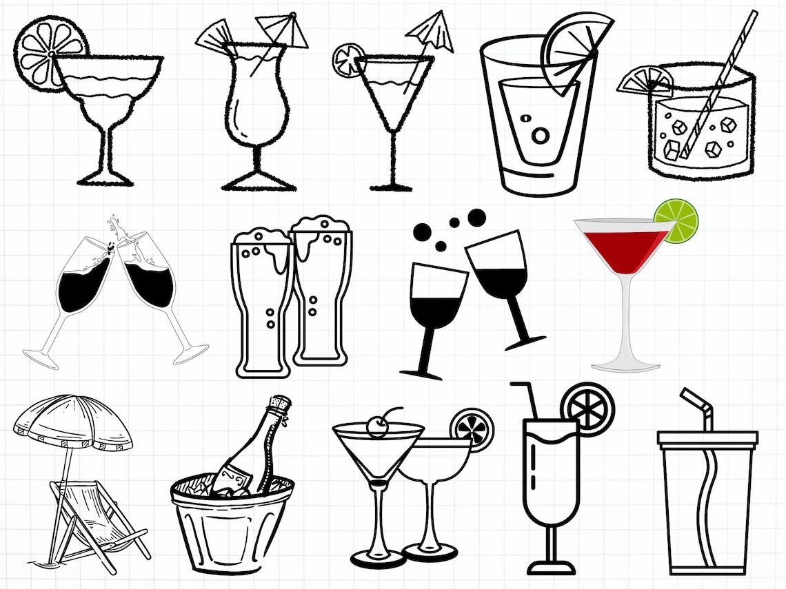 Cocktails SVG, Cocktail Party SVG, Cocktail Clipart, Drinks SVG ...