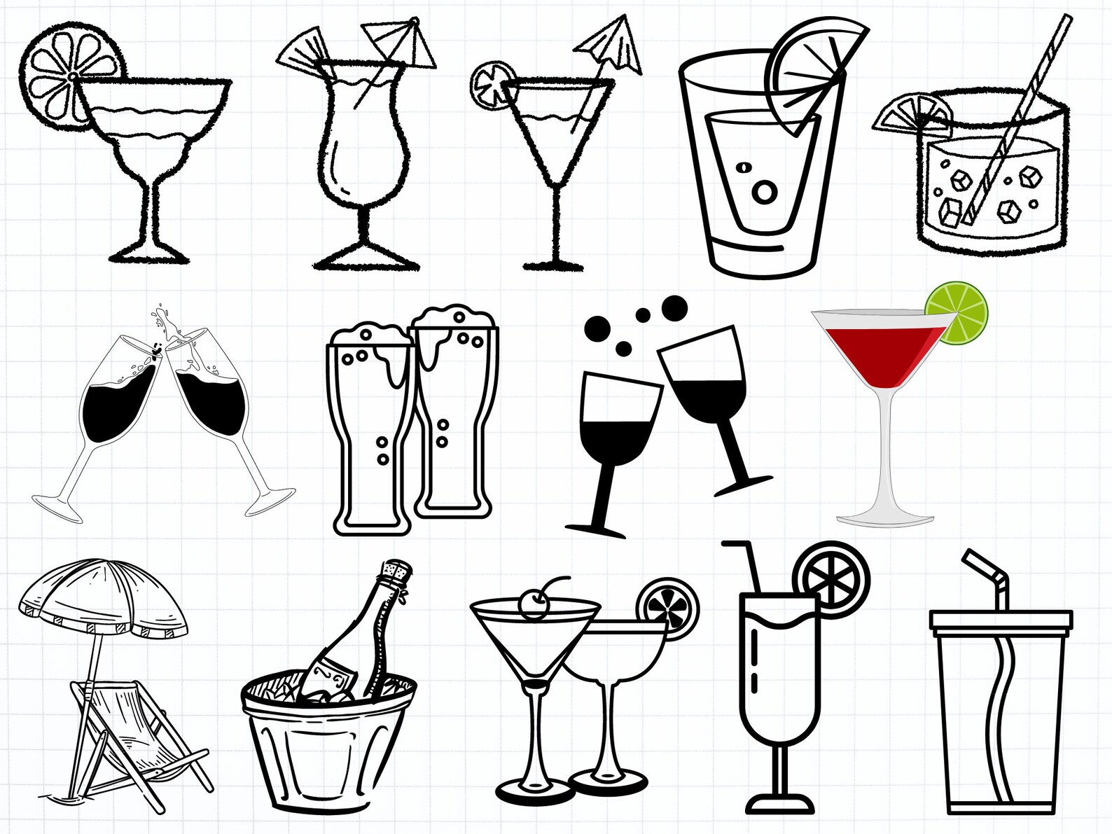 Cocktails SVG, Cocktail Party SVG, Cocktail Clipart, Drinks SVG ...