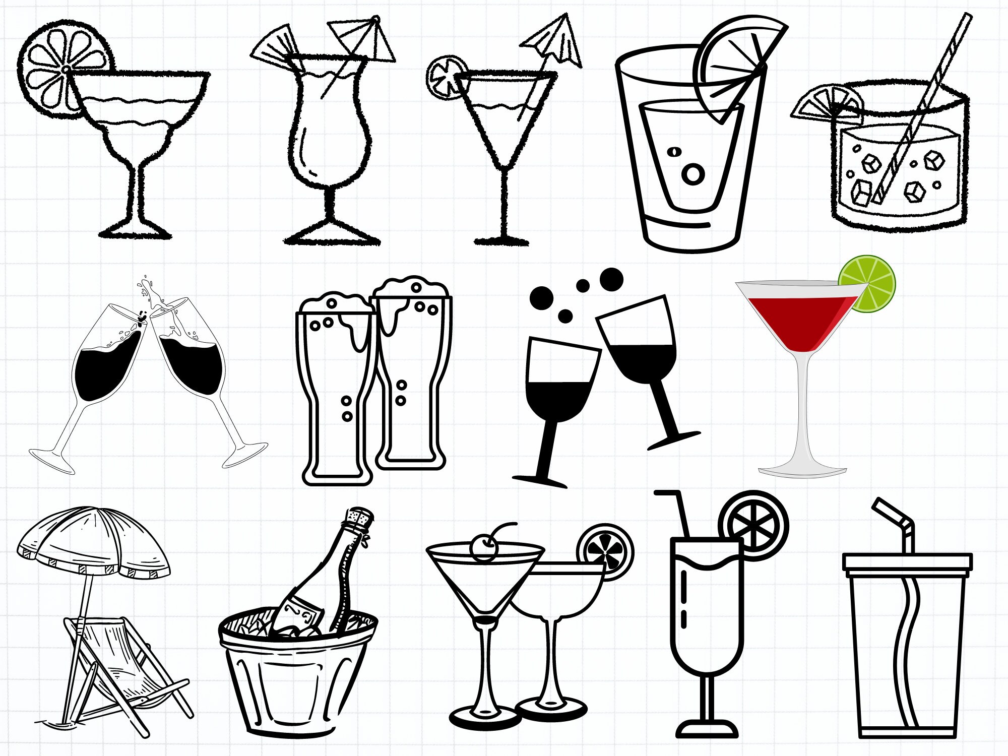 Cocktails SVG, Cocktail Party SVG, Cocktail Clipart, Drinks SVG ...