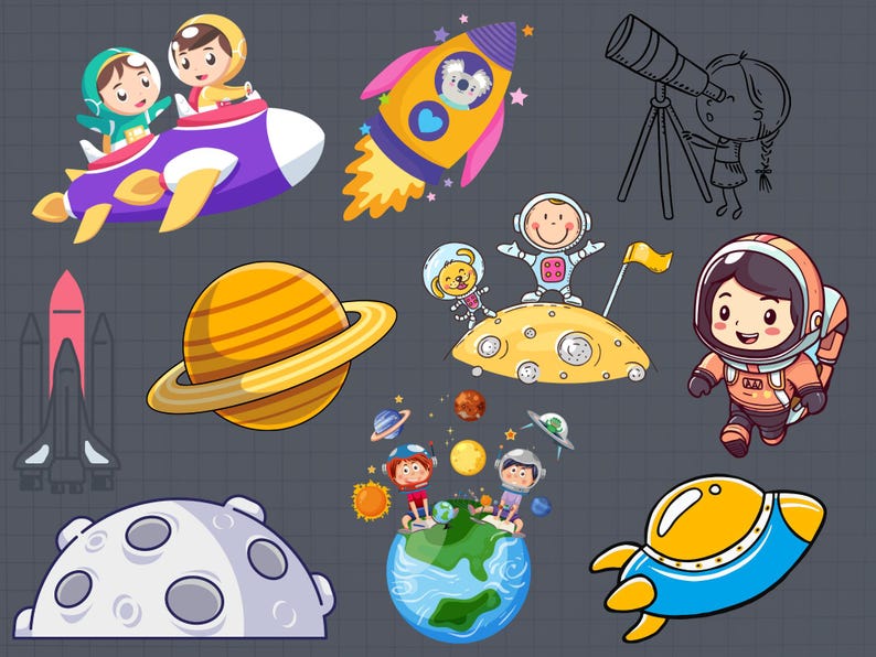Outer Space Clipart Set, Planets Clipart Set, Planets Png,outer Space ...