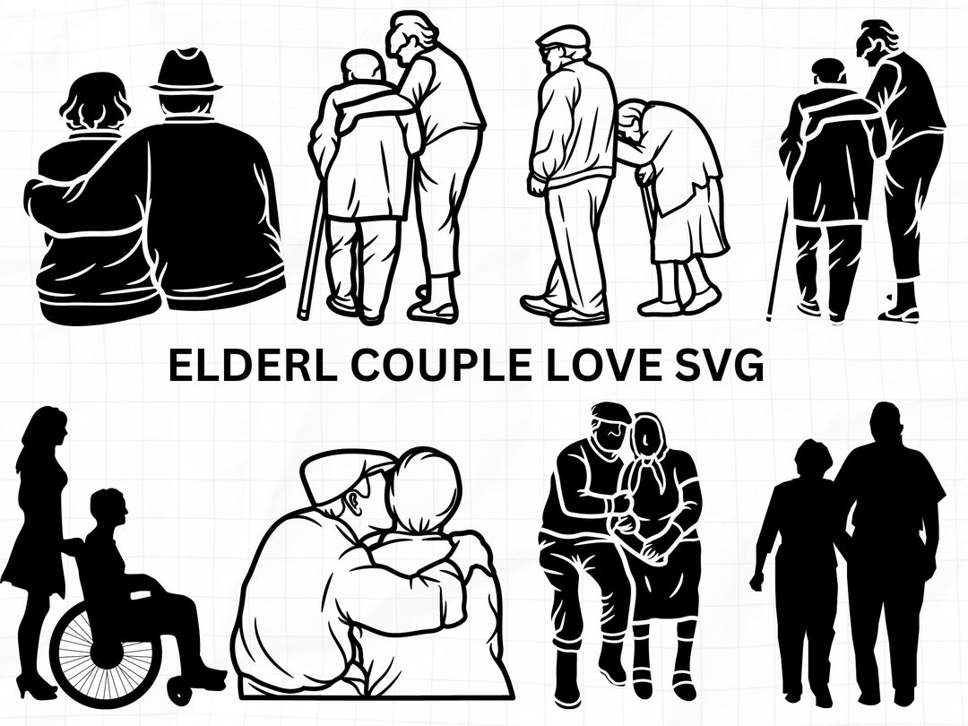 Elderly Couple SVG, Old People SVG, Grandma Svg, Grandpa Svg, Cute Old ...