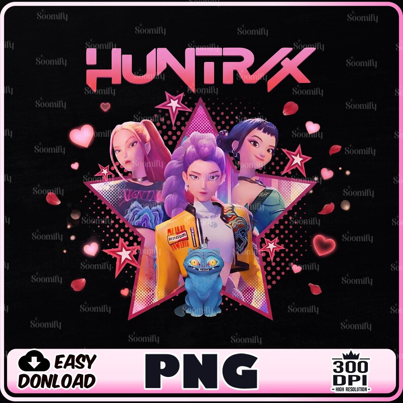 Huntrix Anime Girl Valentine PNG – Kpop Sublimation Design (digital ...
