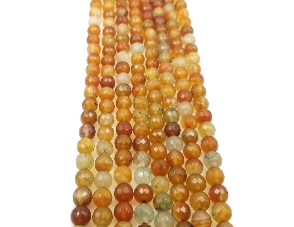 6mm 8mm AAA Natural Stone Orange Fire Agate Cracked Shiney Gemstone ...