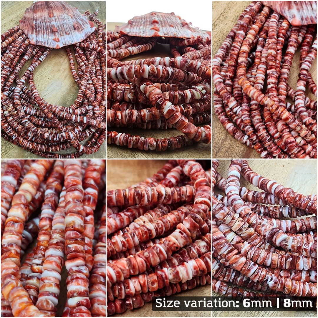 6mm 8mm AAA Natural Stone Dark Orange Spiny Oyster Shell Gemstone ...