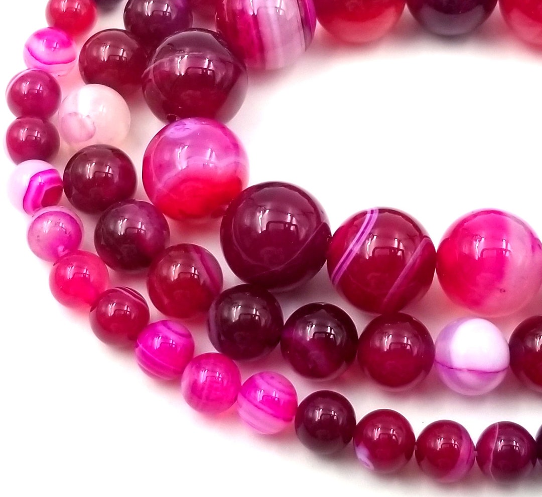 6mm 8mm AAA Natural Stone Shiny Pink Botswana Agate Gemstone Smooth ...