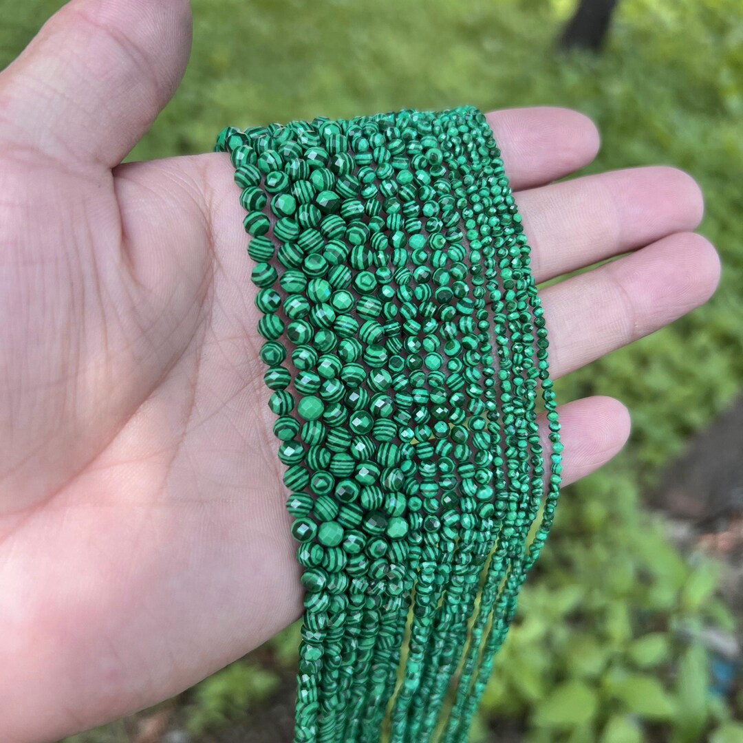2mm 3mm 4mm AAA Natural Stone Green Malachite Gemstone Micro Faceted ...
