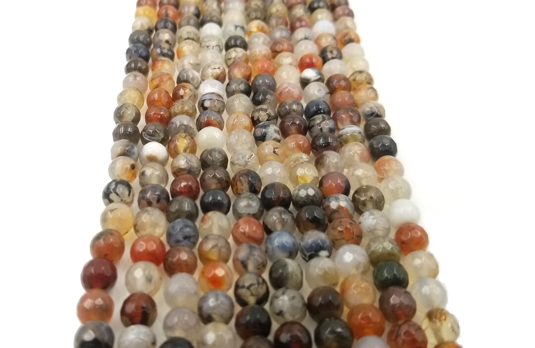 6mm 8mm AAA Natural Stone Multi-color Fire Agate Gemstone Faceted Round ...