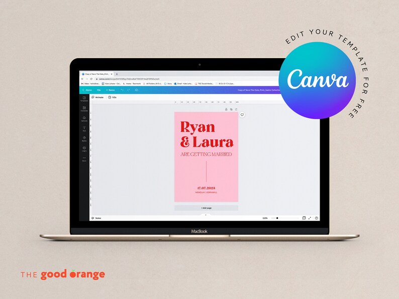 Blush Pink Order of Service / Colorful Bright Wedding / Editable Bold Order of Ceremony ...