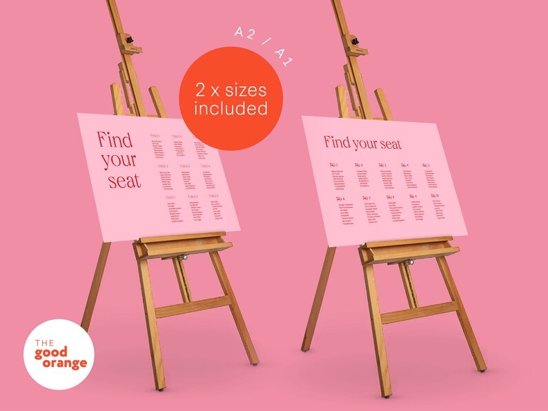 Pink and Red Wedding Table Plan Template / Editable Modern Wedding ...