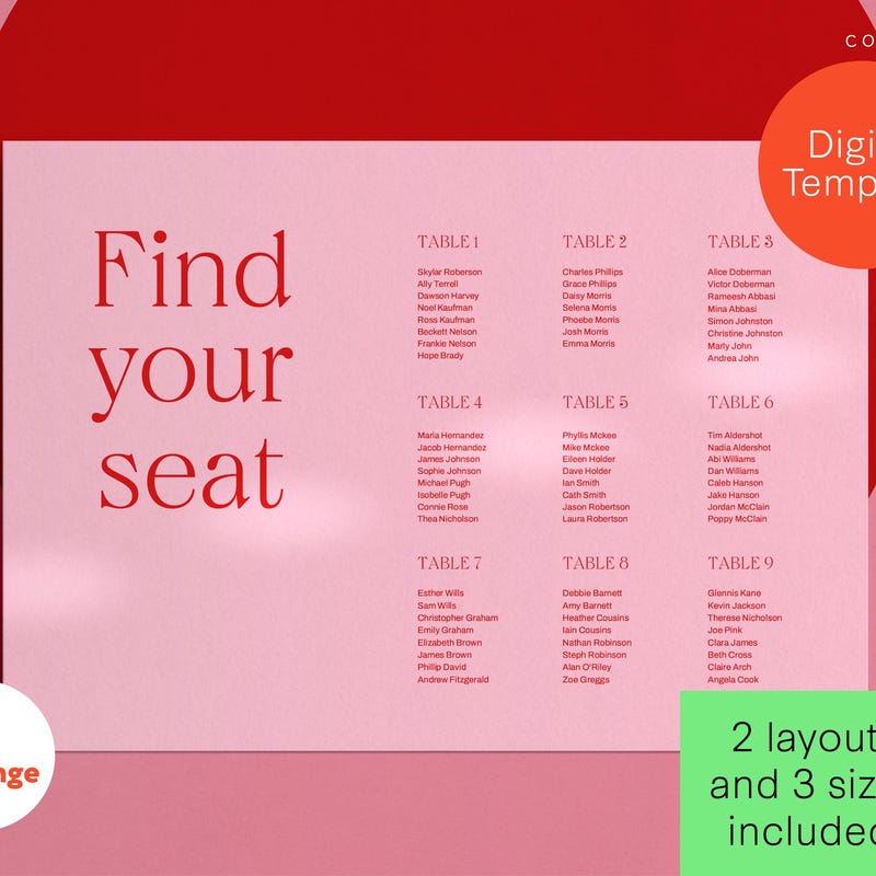 Colorful Seating Chart - Etsy