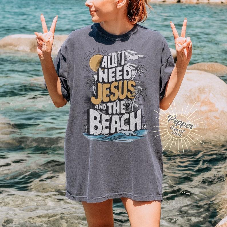 Retro Christian Trendy Oversized Comfort Colors Tee, All I Need is ...