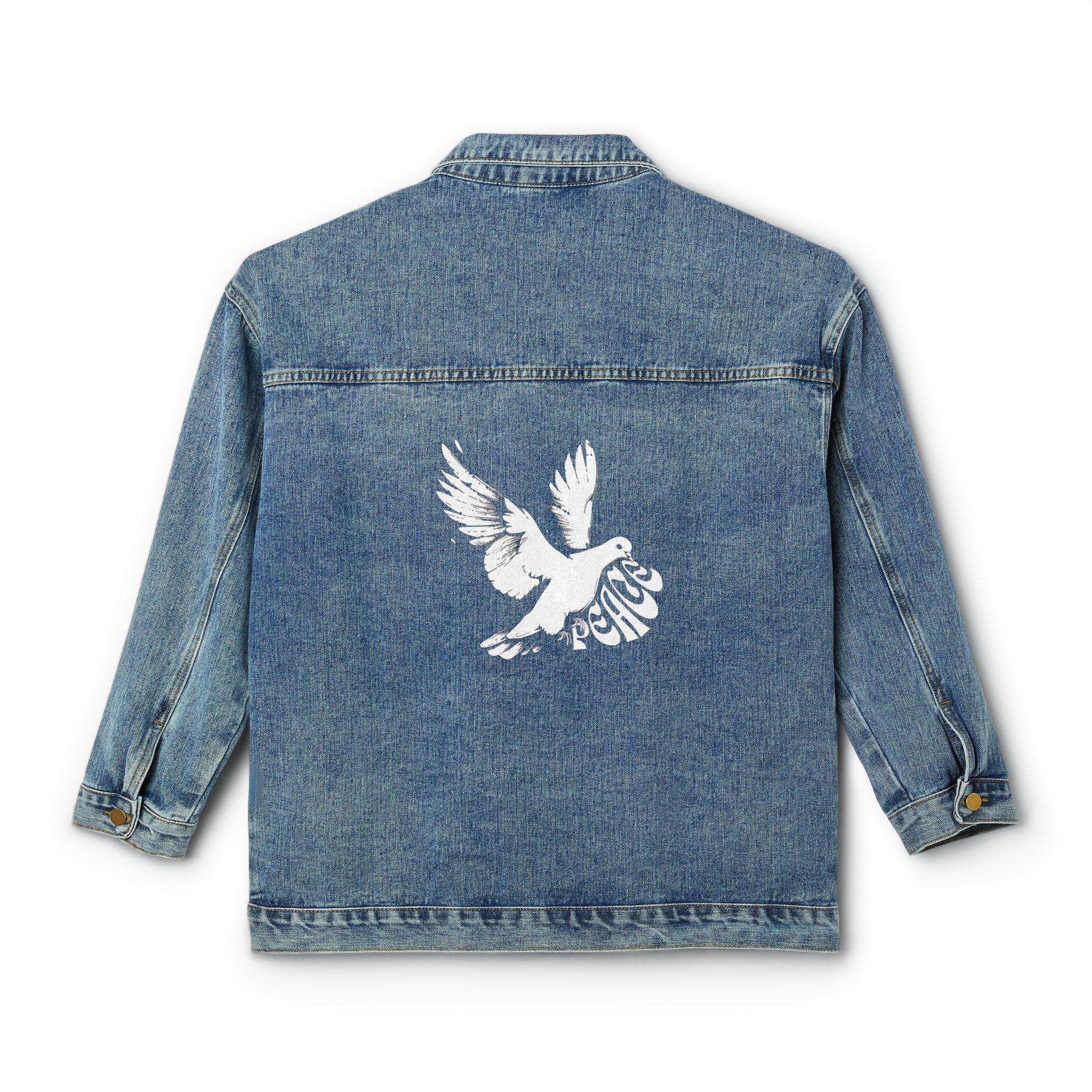 Women's Blue Denim Jean Jacket, Holy Spirit Peace Dove Christian ...