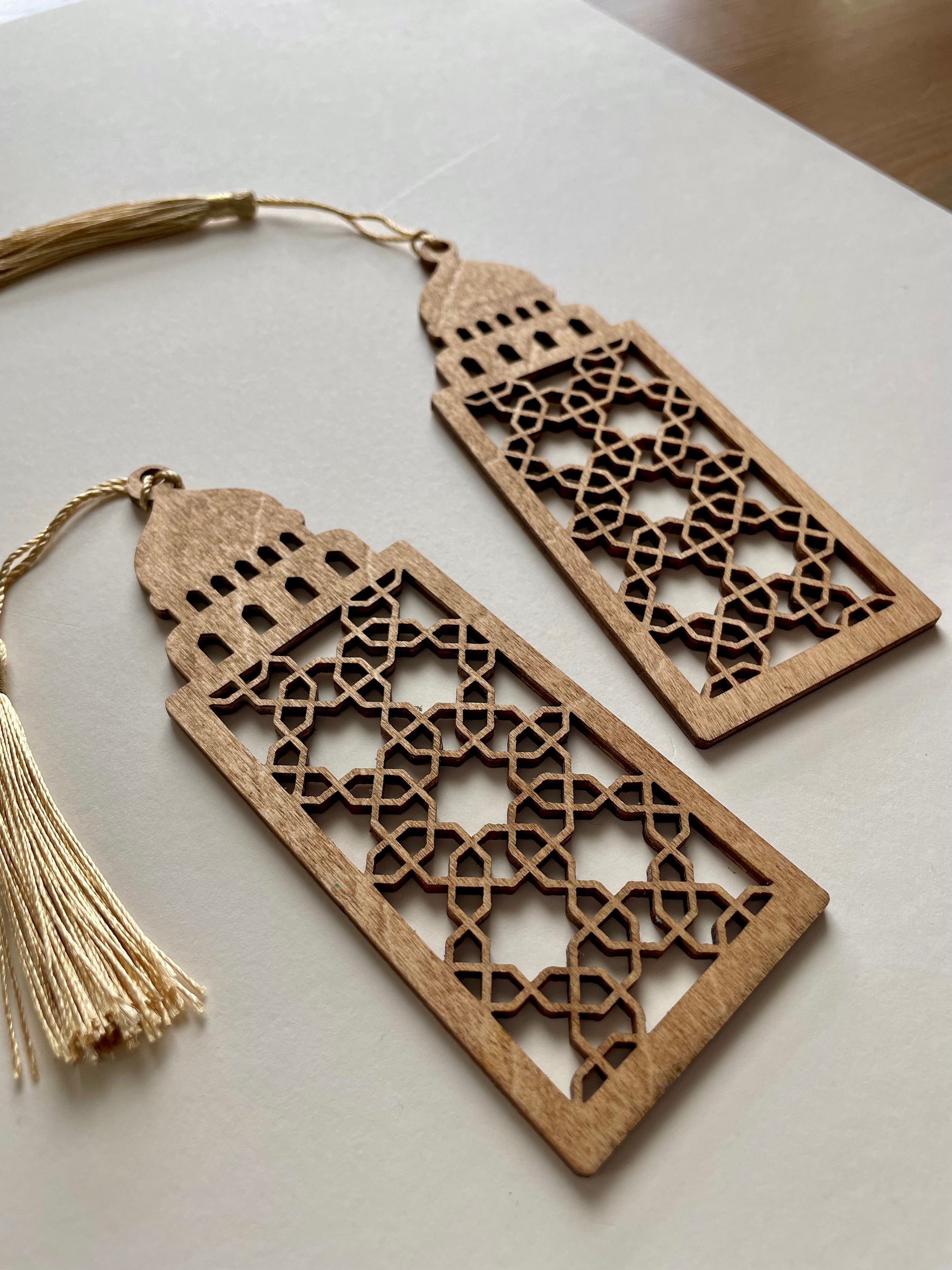 Mosque Dome Wooden Bookmark: Islamic Geometric Art With Gold Tassel - Etsy