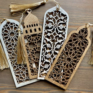 Mosque Dome Wooden Bookmark: Islamic Geometric Art With Gold Tassel - Etsy