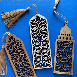 Mosque Dome Wooden Bookmark: Islamic Geometric Art With Gold Tassel - Etsy