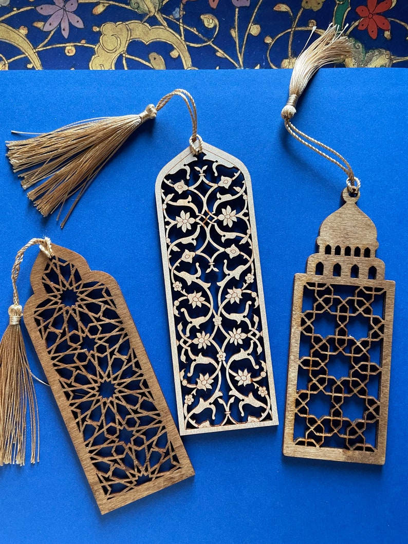 Mosque Dome Wooden Bookmark: Islamic Geometric Art With Gold Tassel - Etsy