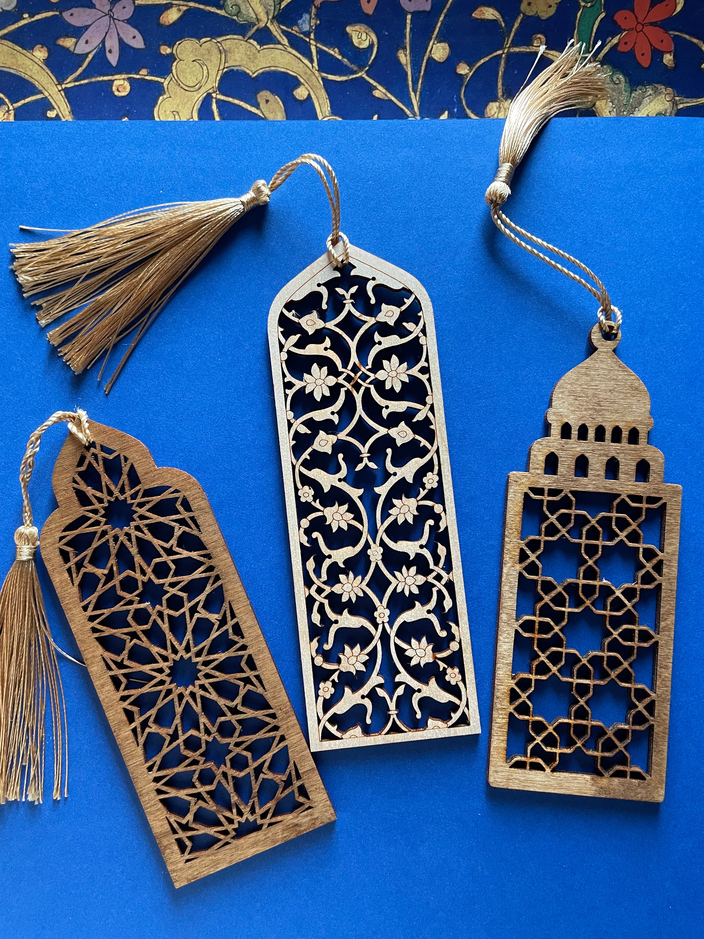 Mosque Dome Wooden Bookmark: Islamic Geometric Art With Gold Tassel - Etsy