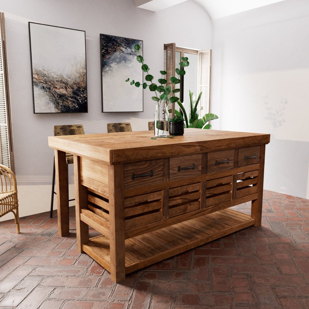 Beau Kitchen Island, Modern Kitchen Cart, Wooden Island Table, Rolling ...