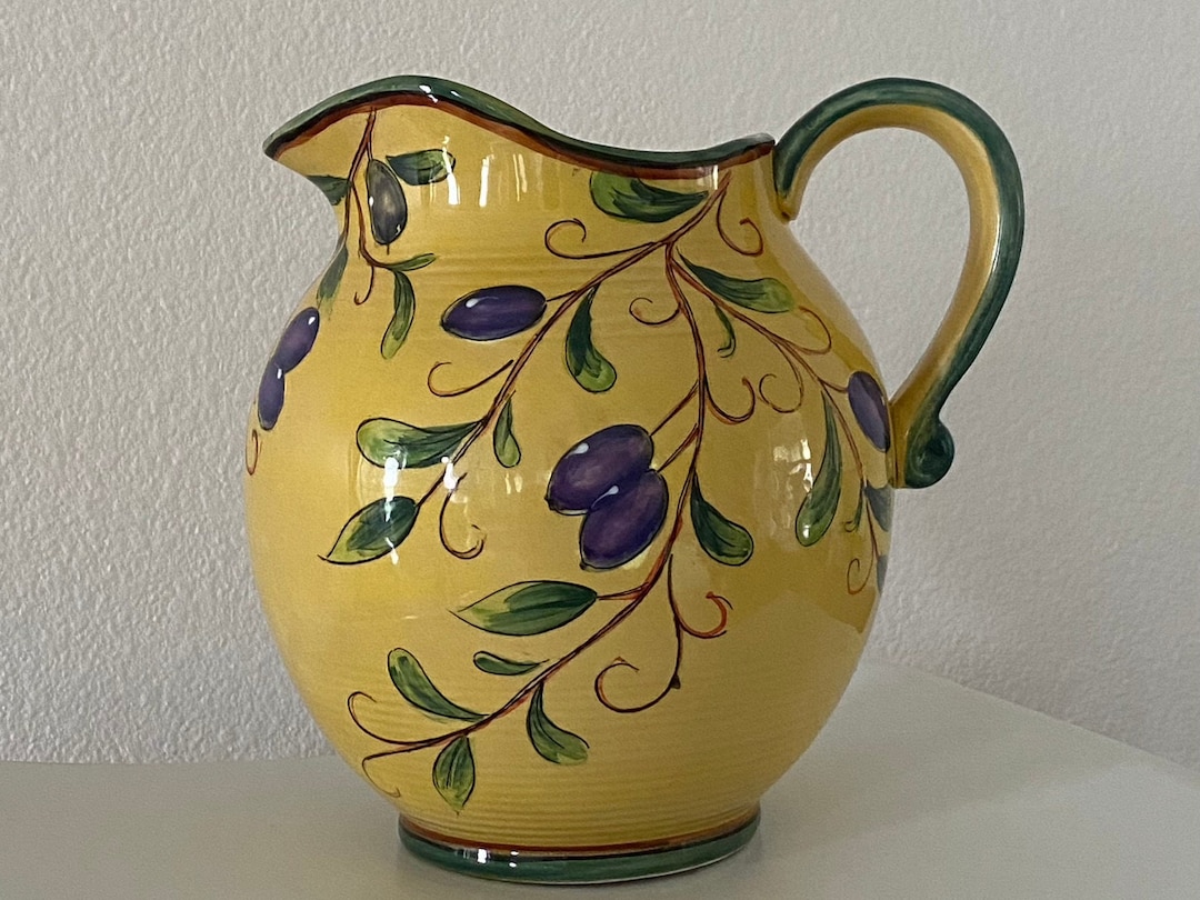 Hand Painted Ceramic Jug-pottery Vase Jar- Pottery Wine Jug-large Olive ...