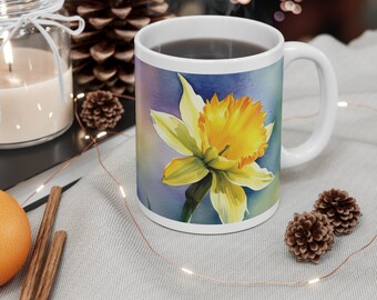 Daffodil March Birth Month Flower Custom Name Accent Coffee Coffee Mug ...