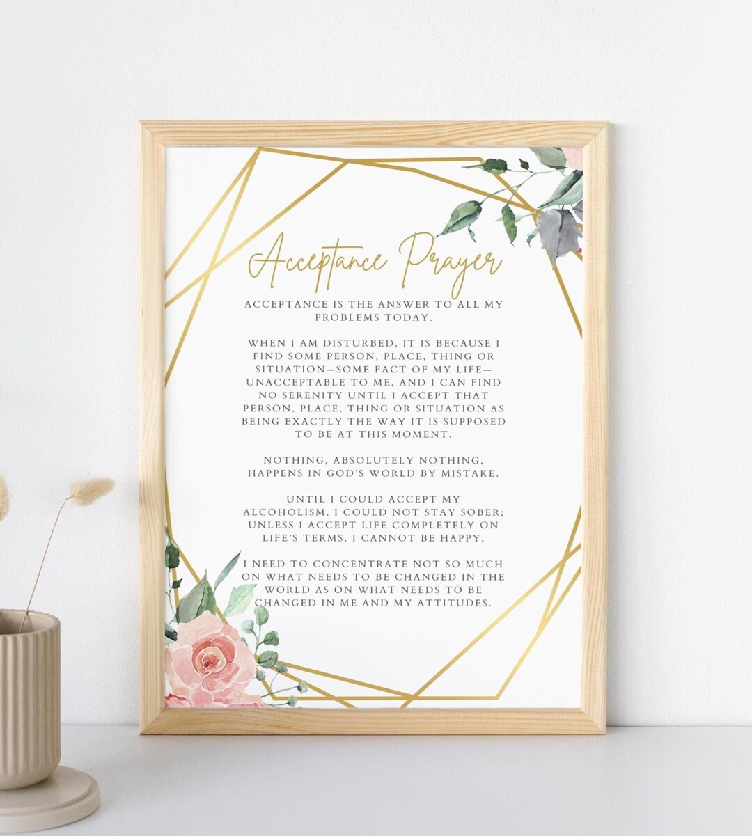 Acceptance Prayer - DIGITAL DOWNLOAD - Sobriety - Recovery Quotes - 5x7 ...