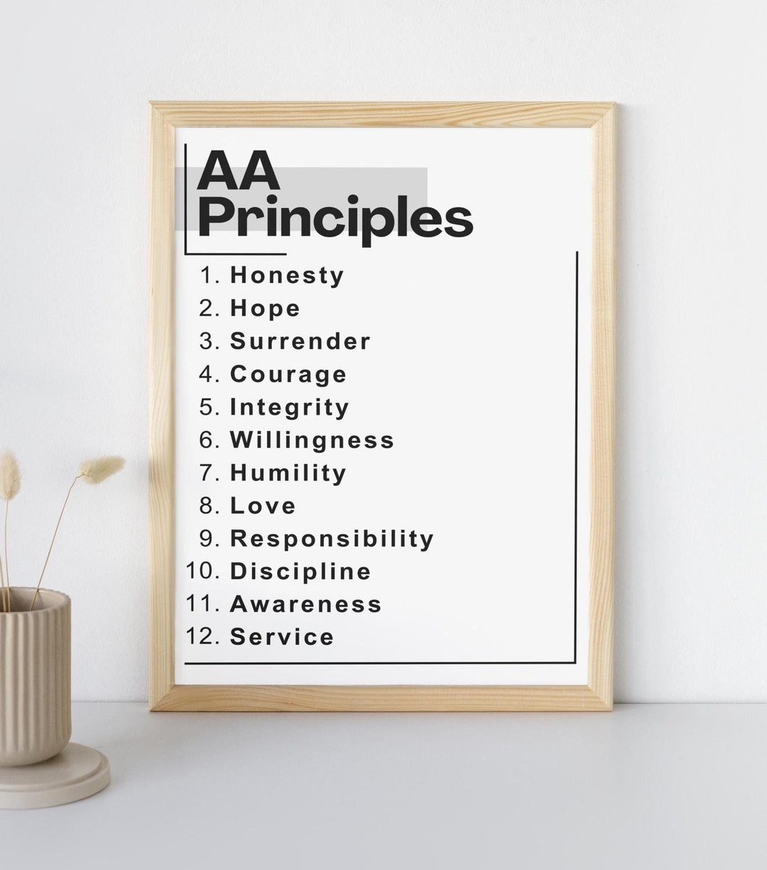 Twelve Principles - DIGITAL DOWNLOAD - Recovery - Sobriety Quotes 5x7 ...