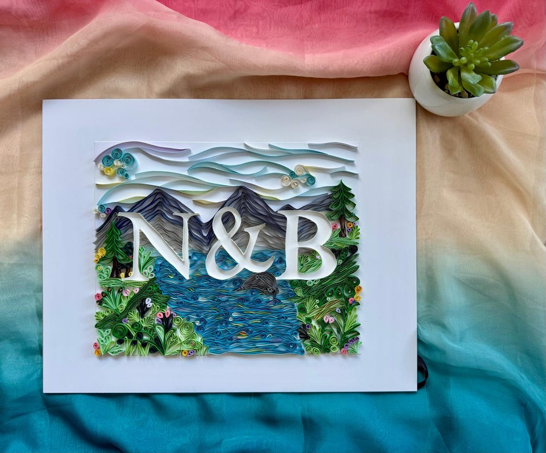 Personalized Wedding Quilling Art Landscape With Initials Custom Paper ...