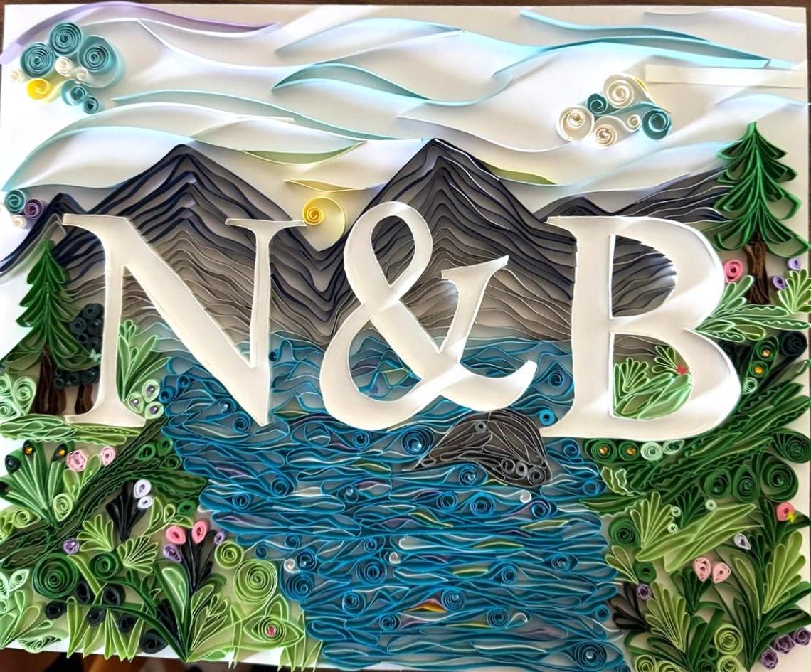 Personalized Wedding Quilling Art Landscape With Initials Custom Paper ...
