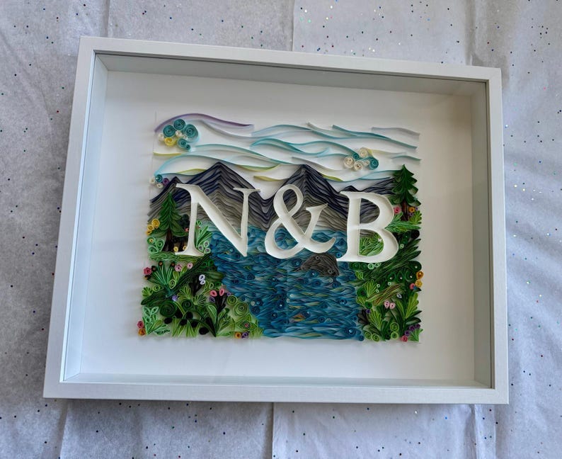 Personalized Wedding Quilling Art Landscape With Initials Custom Paper ...