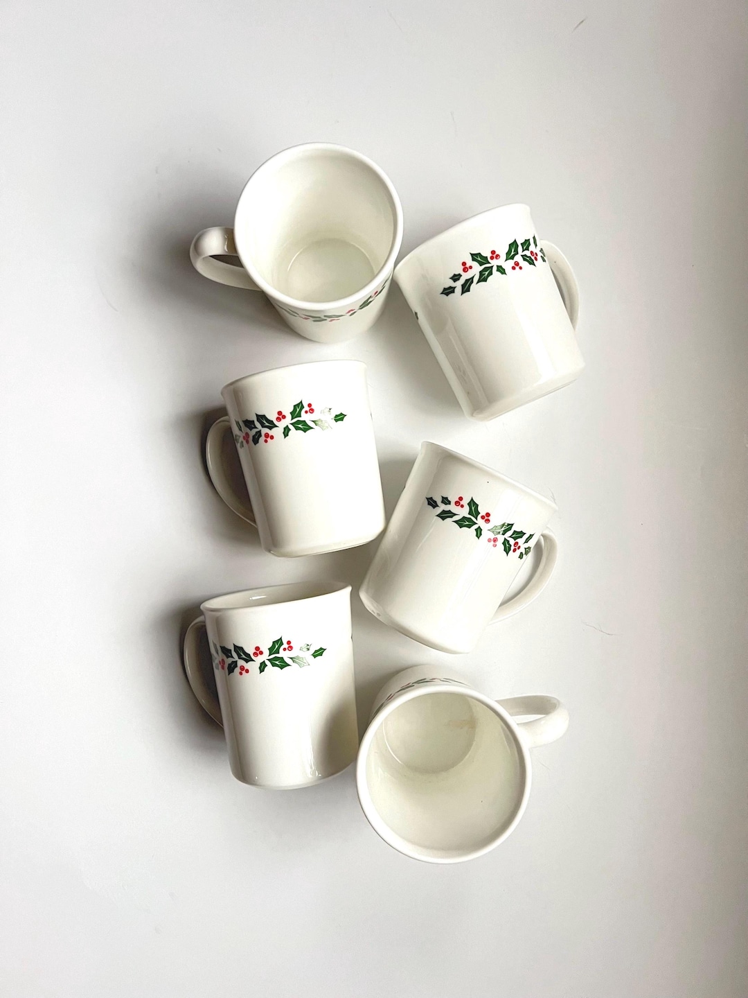 Set of 6 Vintage Corning Holly Christmas Mugs - Etsy
