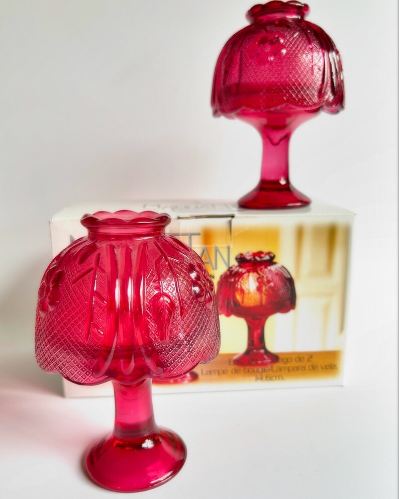 2 Manhattan Candle Lights by Crimson Red Floral Embossed Fairy Lamps - Etsy