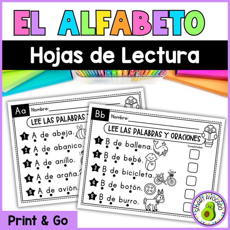 Spanish Alphabet Reading Practice: Printable Initial Reading Sheets - Etsy