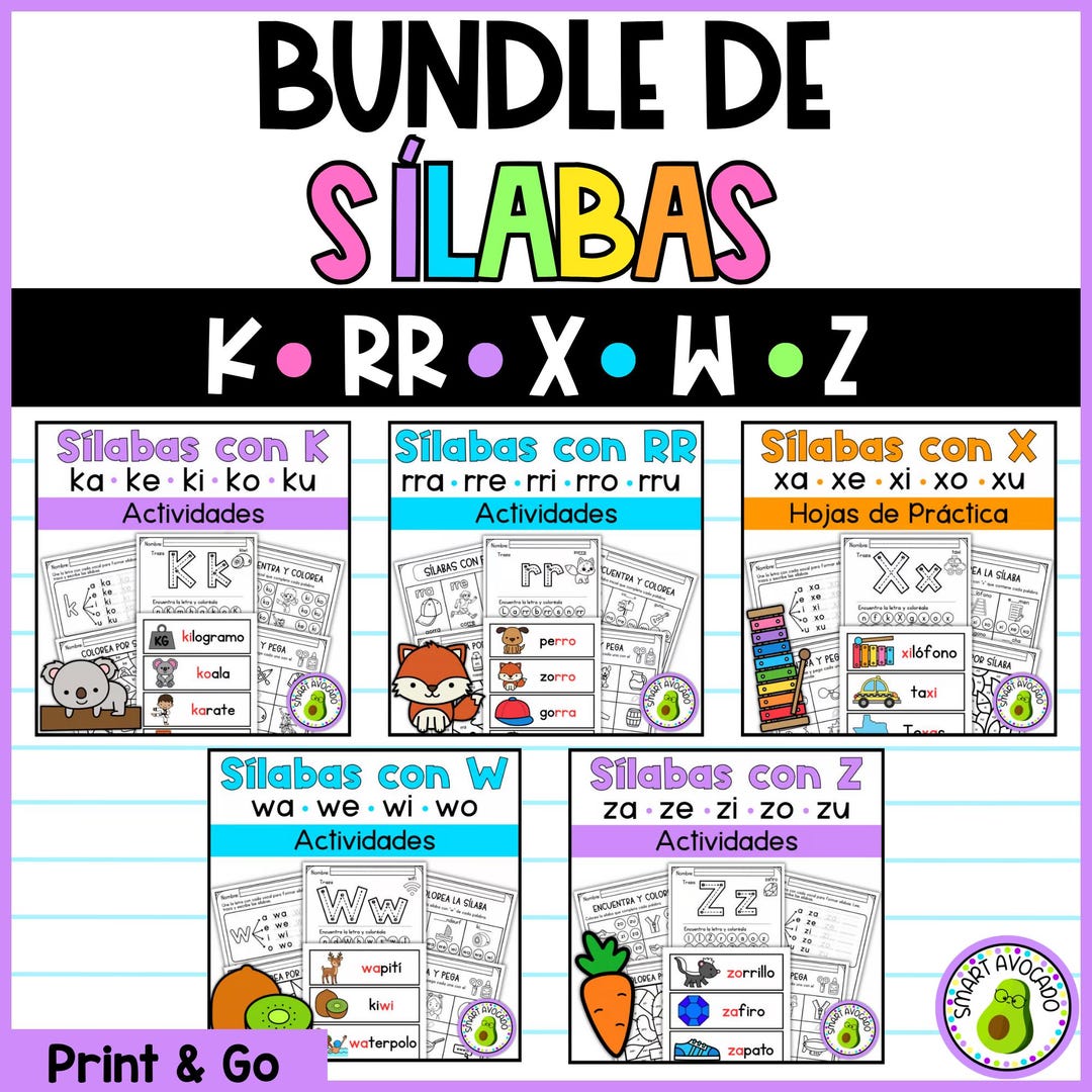 Spanish Syllables Printable Activities: K-2 Literacy (PDF Download ...