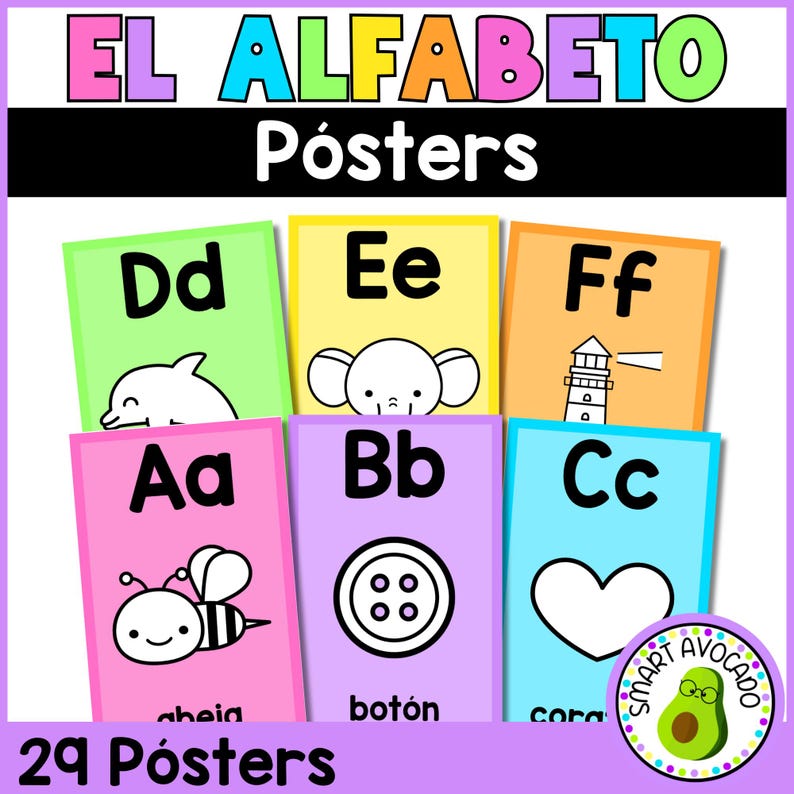 Carteles Del Alfabeto En Español Para Aula Infantil | Spanish Alphabet ...