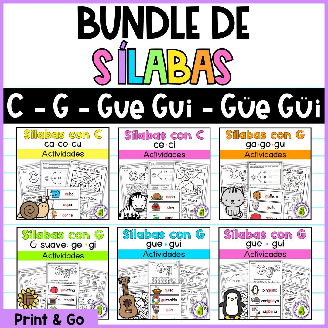 Spanish Syllables Printable Activities: K-2 Literacy (PDF Download ...