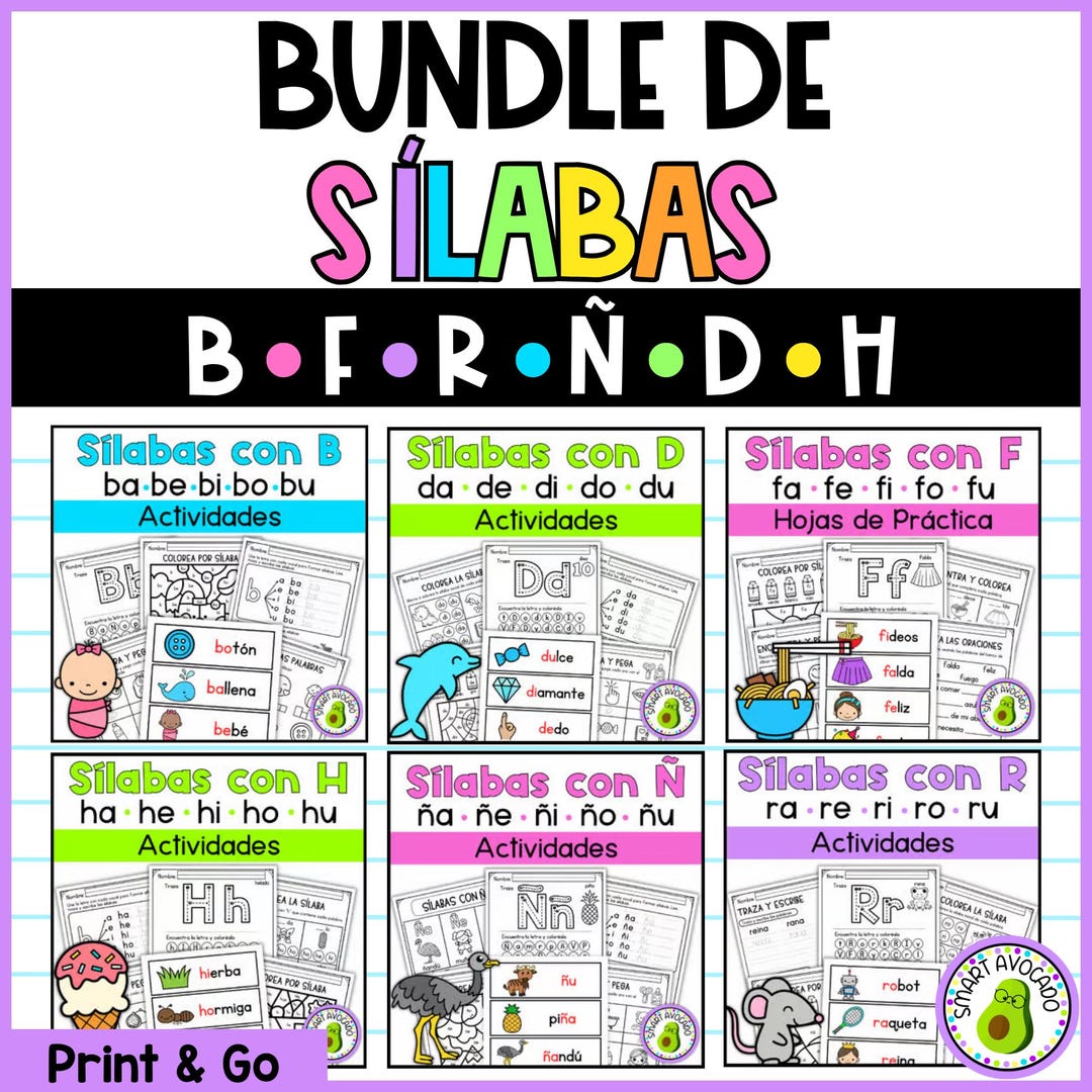 Spanish Syllables Printable Activities: K-2 Literacy (PDF Download ...