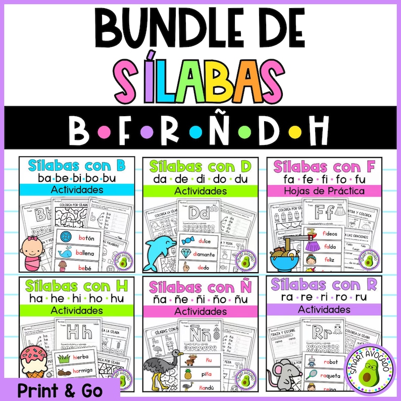 Spanish Syllables Printable Activities: K-2 Literacy (PDF Download ...