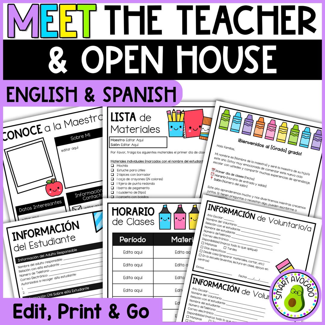 Bilingual Meet the Teacher Open House Kit: Spanish & English (digital ...