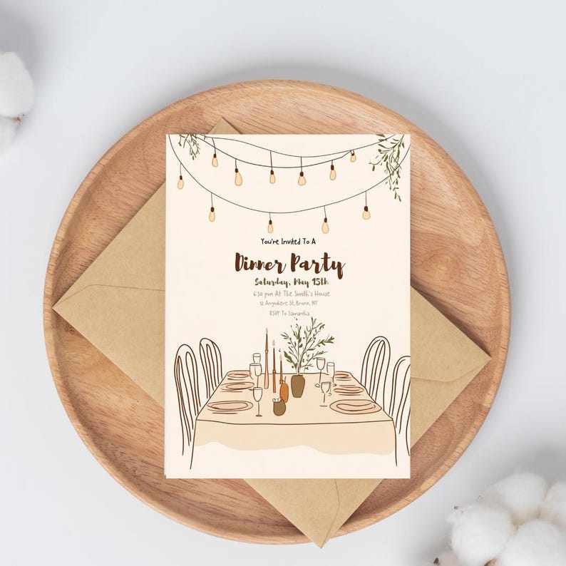 Elegant Dinner Party Invitation | Editable Event Template | Formal ...