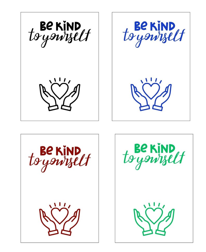 Printable Be Kind to Yourself Card Print Pocket Hug Card Positivity ...