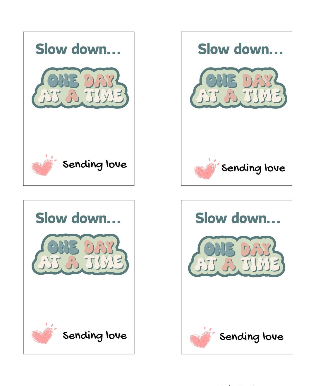 Printable Pocket Hug Cards Printable One Day at Time Card Inspirational ...