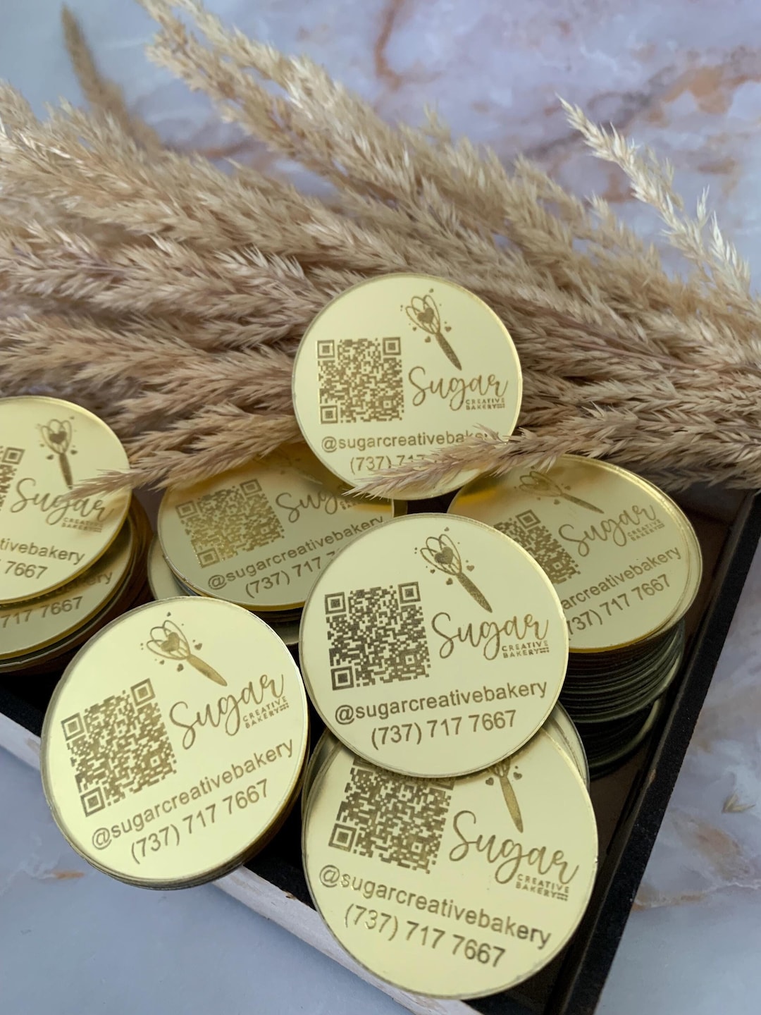 Custom Acrylic Mirror Tags: Engraved QR Code Branding Charms - Etsy