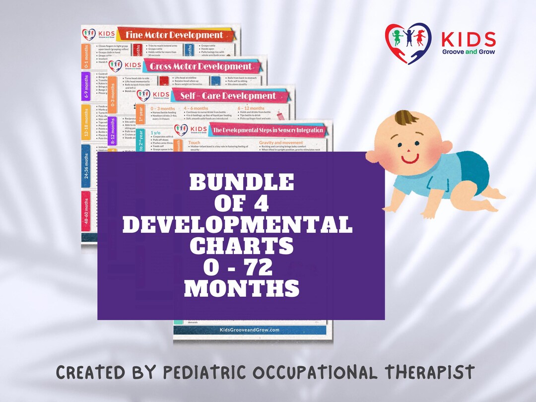 Bundle of 4 Developmental Charts Including Fine Motor, Gross Motor ...