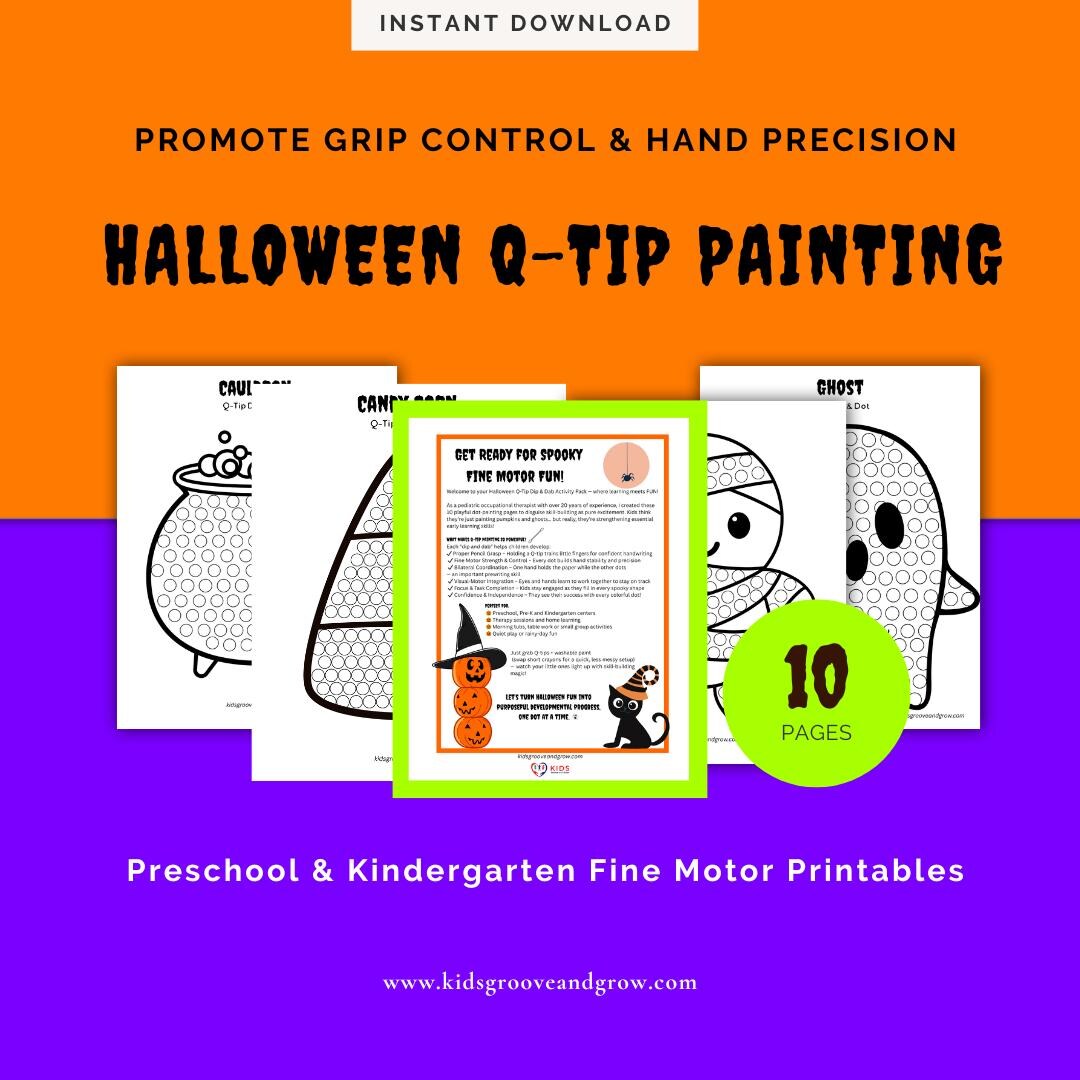 Halloween Q-tip Painting: Fine Motor Skills Activity (PDF Download) - Etsy