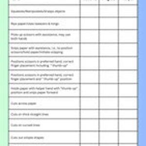 Scissor Skills Checklist: Fine Motor Cutting Tracker (printable PDF OT ...