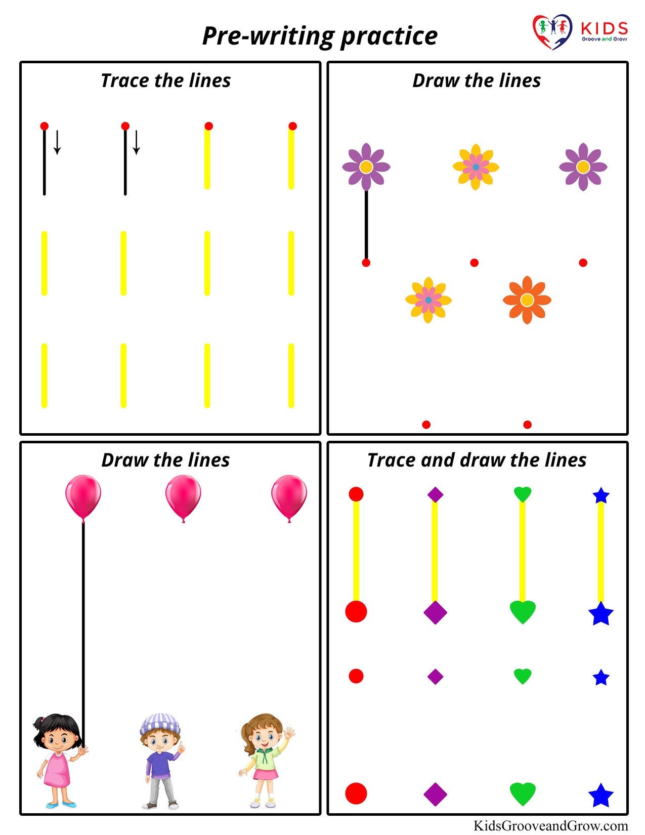 Prewriting Practice & Assessment Set | Tracing Strokes for Preschool ...