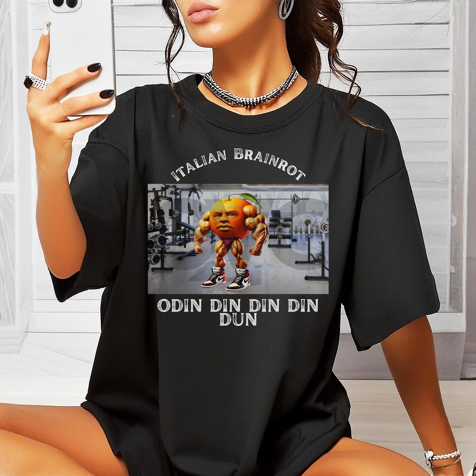 Italian Brainrot Odin Din Din Din Dun T-shirt, Viral Gymcore Meme Tee, Cursed Buff Fruit Workout ...