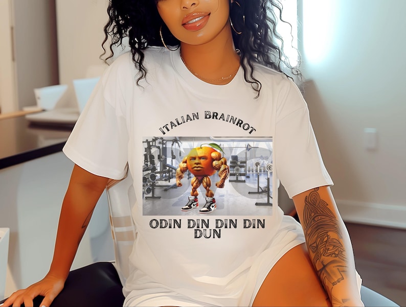 Italian Brainrot Odin Din Din Din Dun T-shirt, Viral Gymcore Meme Tee, Cursed Buff Fruit Workout ...